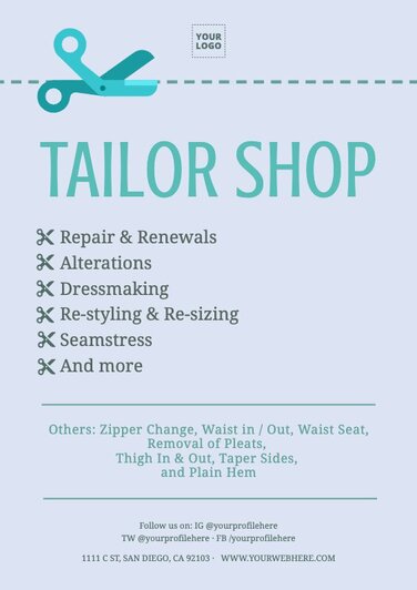 Free posters and flyers for tailor stores and seamstresses