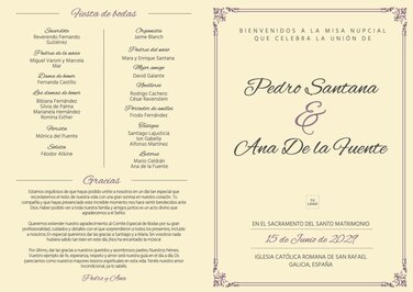 Plantillas de programa de boda editables gratis