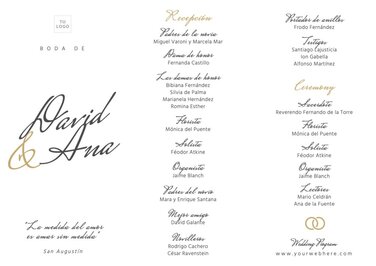 Plantillas de programa de boda editables gratis