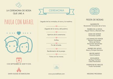 Plantillas de programa de boda editables gratis
