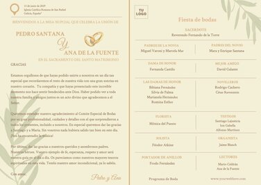 Plantillas de programa de boda editables gratis