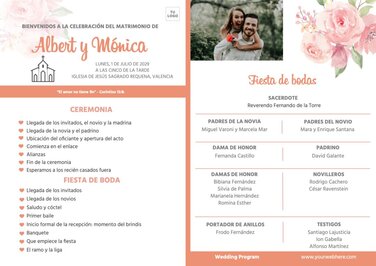 Plantillas de programa de boda editables gratis
