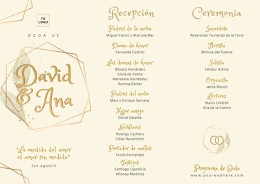 Plantillas de programa de boda editables gratis