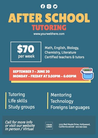Tutoring flyer templates to edit online