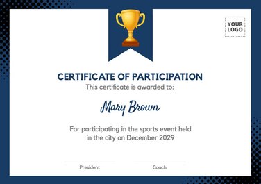 Free sport certificate templates