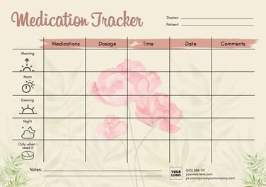 Editable templates to create medication trackers
