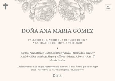 Diseña gratis un programa para un funeral