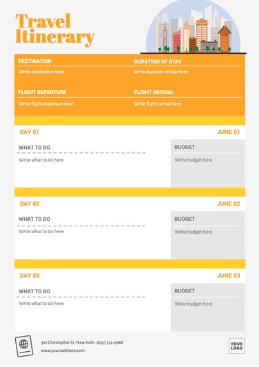Free Travel Itinerary Templates to Edit and Print