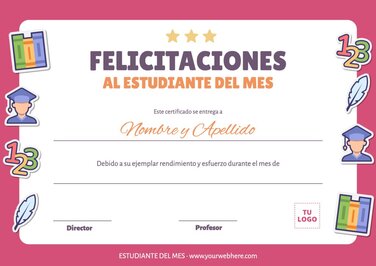 Certificados de Estudiante del Mes editables online