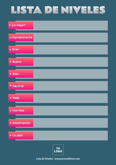 Creador de Tier List gratis online
