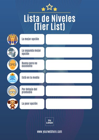 Creador de Tier List gratis online