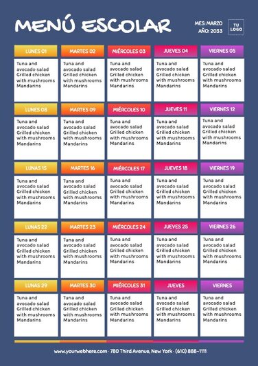Crear un menú escolar gratis online