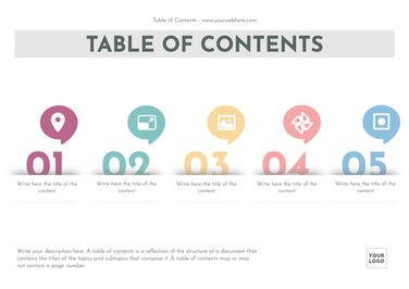 Table of Contents Design Templates