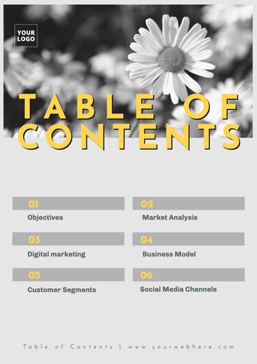 Table of Contents Design Templates
