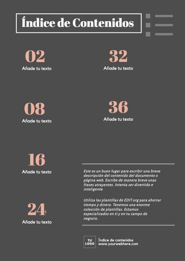 Crea un Índice de Contenido gratis y online