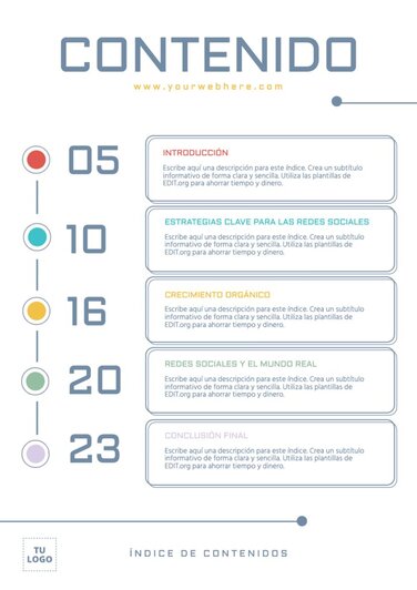 Crea un Índice de Contenido gratis y online