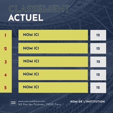 Modèles gratuits de classements et de tableaux de classement