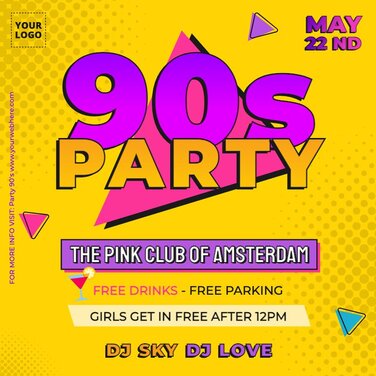 90s Theme Party Flyer Templates