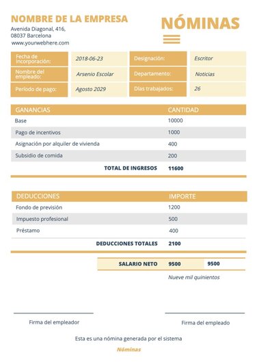Modelos de nóminas para rellenar gratis