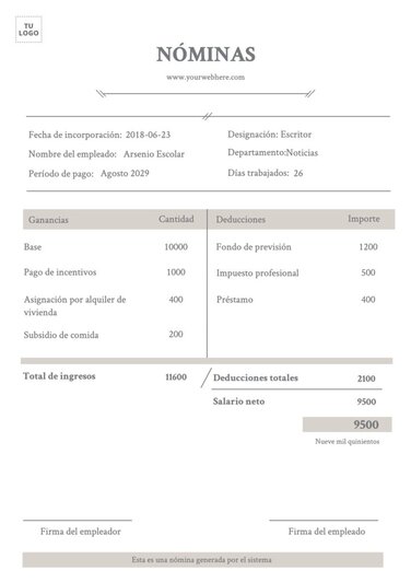 Modelos de nóminas para rellenar gratis
