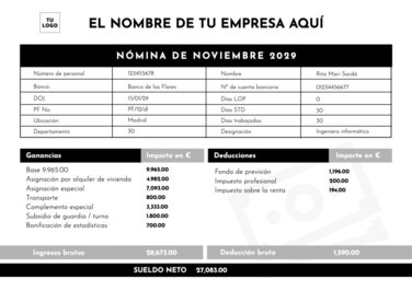 Modelos de nóminas para rellenar gratis