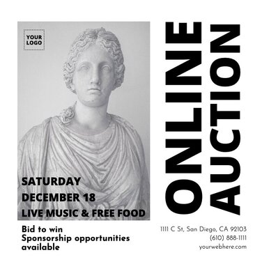 Free templates to create auction posters and ads