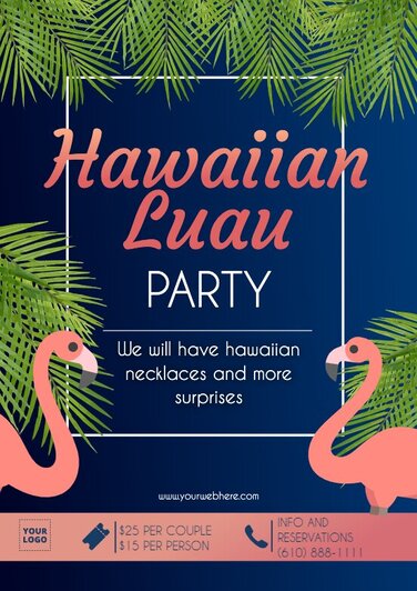 Free hawaiian Luau Invitation templates to customize online