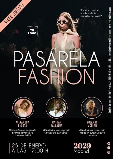 Flyers para Desfiles de Moda editables gratis