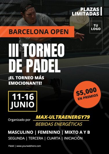 Carteles para clubs de Pádel editables gratis