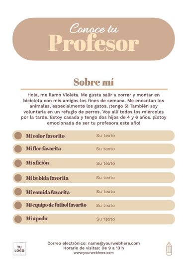 Plantillas de Conoce a tu Profesor para imprimir