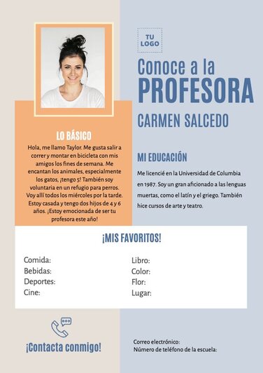 Plantillas de Conoce a tu Profesor para imprimir