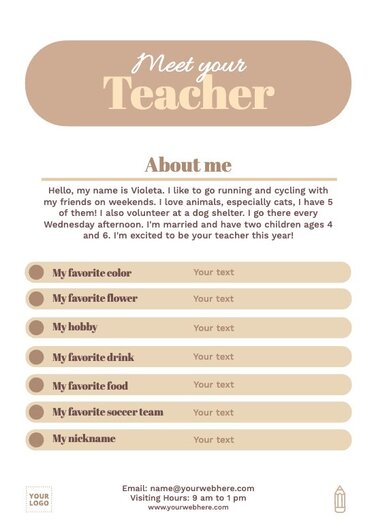 Edit free Meet the Teacher templates to print