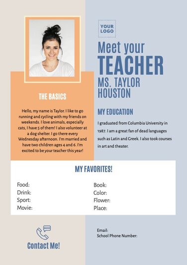 Edit free Meet the Teacher templates to print