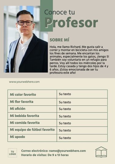 Plantillas de Conoce a tu Profesor para imprimir