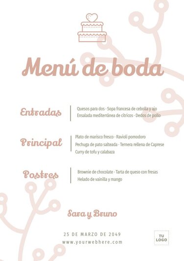Crea un menu de boda espectacular gratis