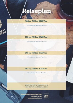 Kostenlose Vorlagen für Reisepläne zum Bearbeiten und Ausdrucken