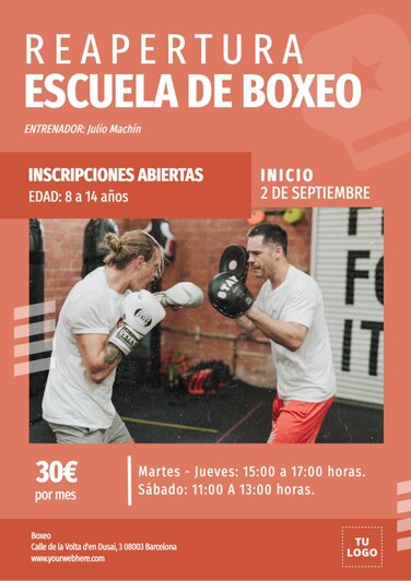 Diseña flyers de Boxeo con plantillas online