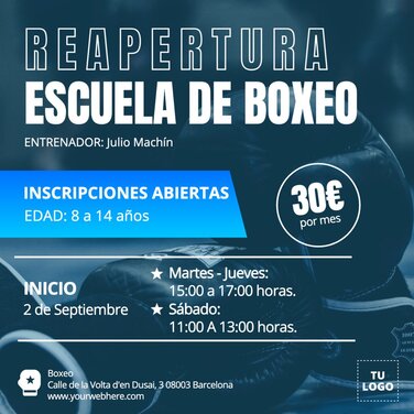 Diseña flyers de Boxeo con plantillas online