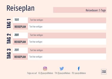 Kostenlose Vorlagen für Reisepläne zum Bearbeiten und Ausdrucken