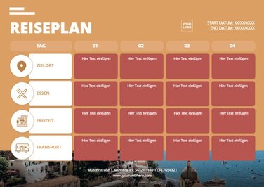 Kostenlose Vorlagen für Reisepläne zum Bearbeiten und Ausdrucken