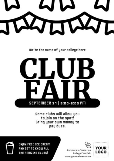 Editable Club Fair Poster Designs