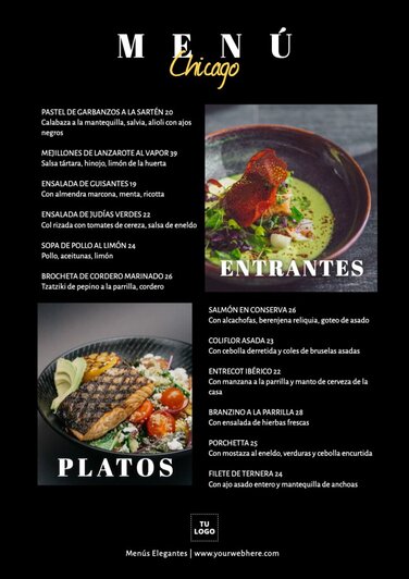 Plantillas de Menú Elegante para editar online