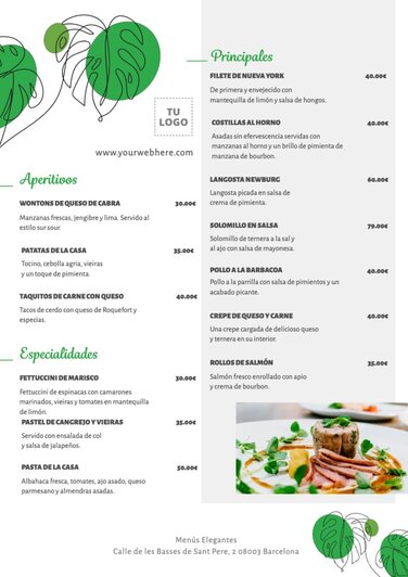 Plantillas de Menú Elegante para editar online