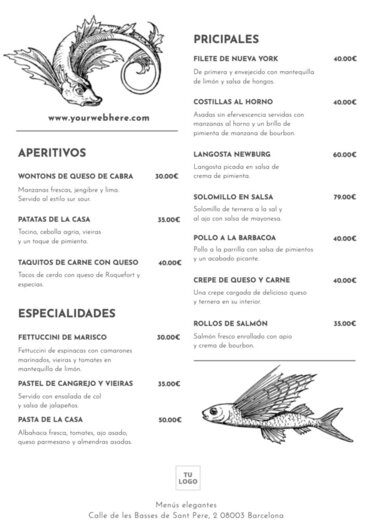 Plantillas de Menú Elegante para editar online