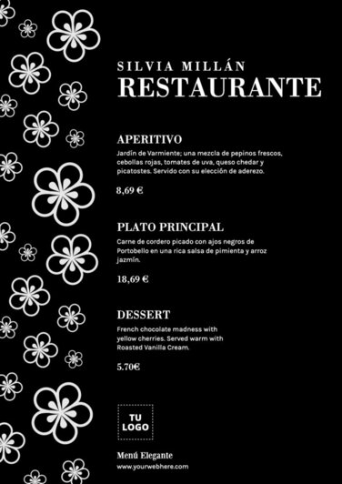 Plantillas de Menú Elegante para editar online