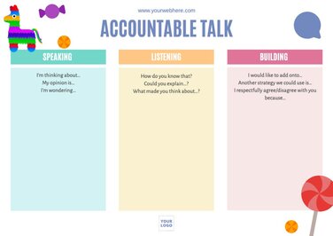 Edit accountable talk poster templates for classroom