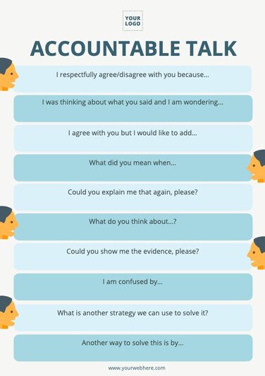 Edit accountable talk poster templates for classroom