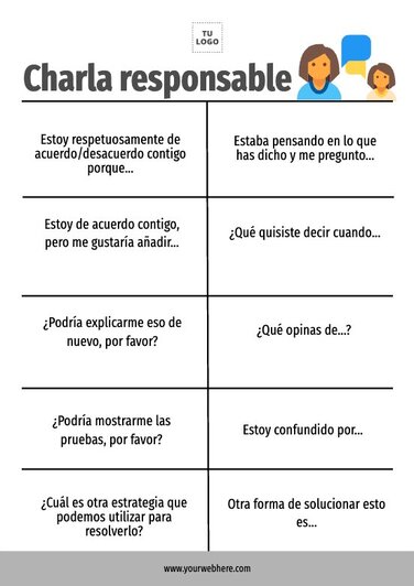 Plantillas de carteles de conversación responsable