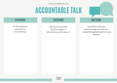 Edit accountable talk poster templates for classroom