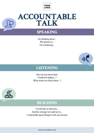 Edit accountable talk poster templates for classroom